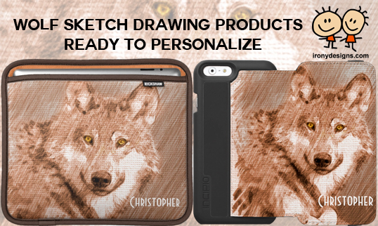 Wolf Sketch Art Products - Wolf Drawing Gifts and Merchandises