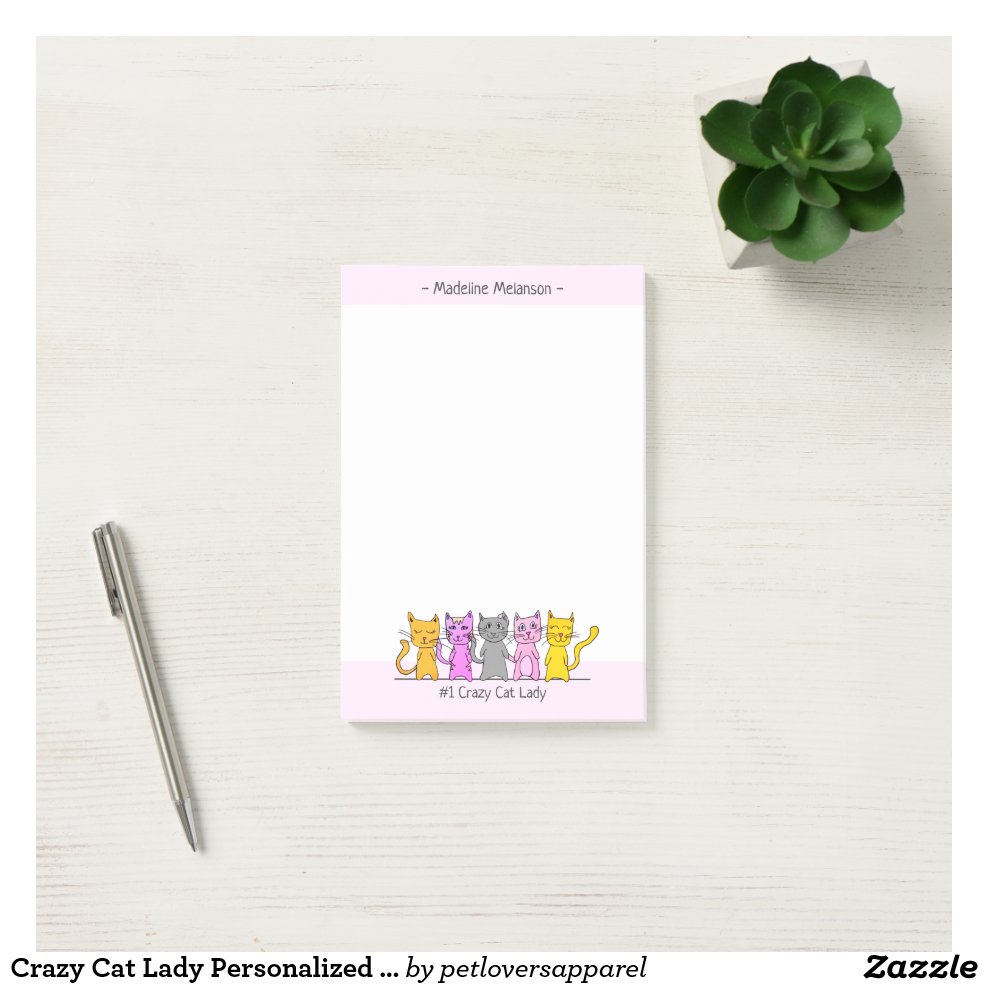Cat Lady Personalized Post Notes - Irony Designs Fun Shop Novelty, Cute ...