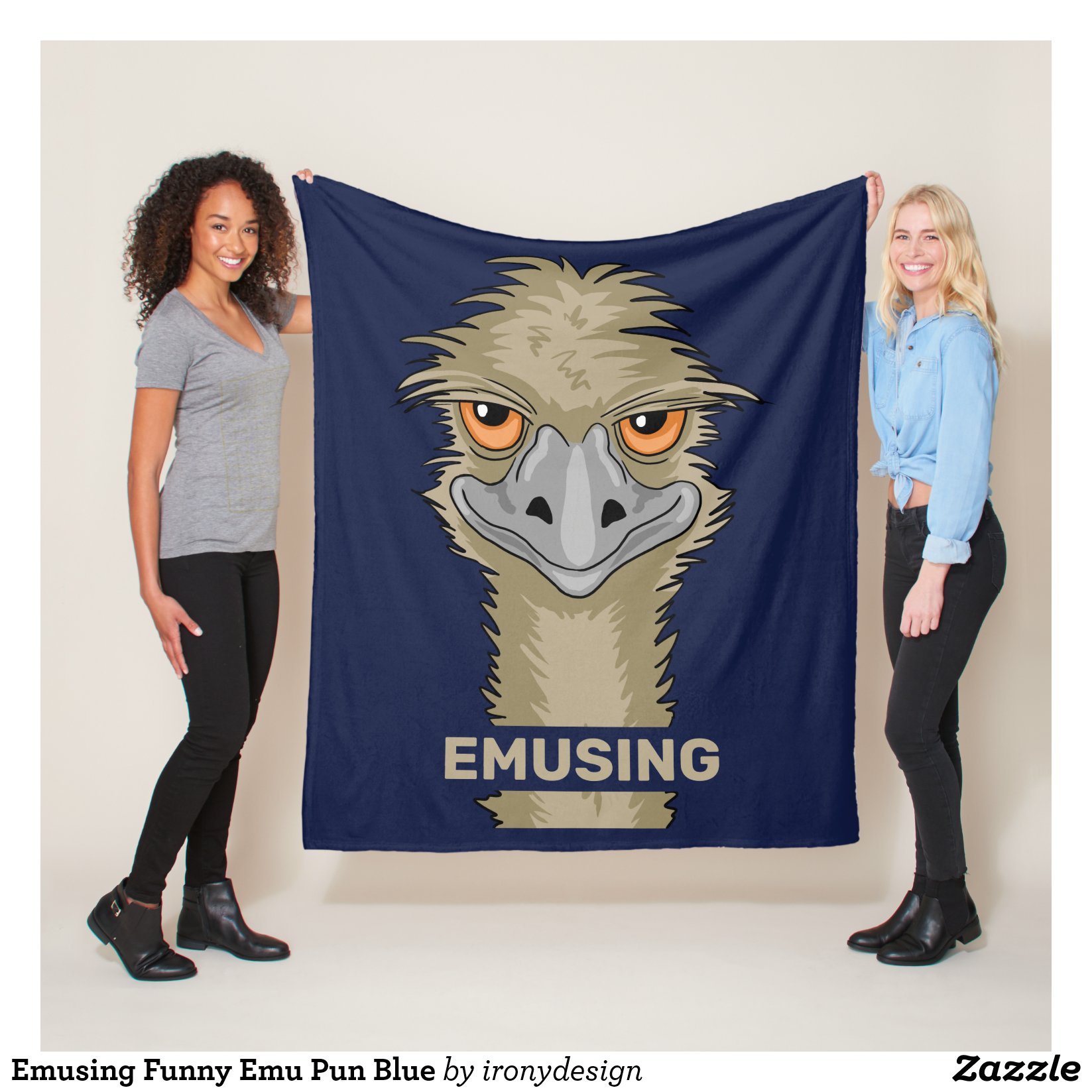 Funny Emu Pun Fleece Blankets - Irony Designs Fun Shop Novelty, Cute ...